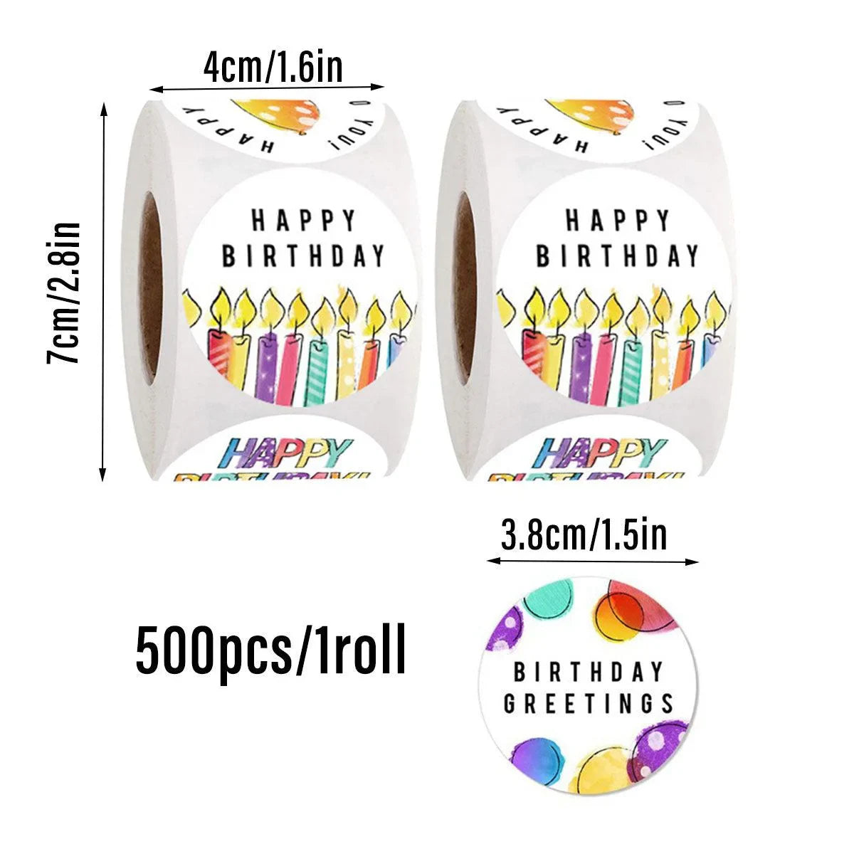 Happy Birthday Stickers Labels 2 Rolls – Discount Packaging Warehouse