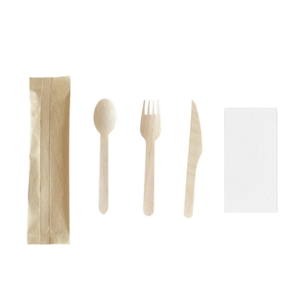 100-Piece Biodegradable Wooden Tableware Set – Spoons, Forks & Knives ...