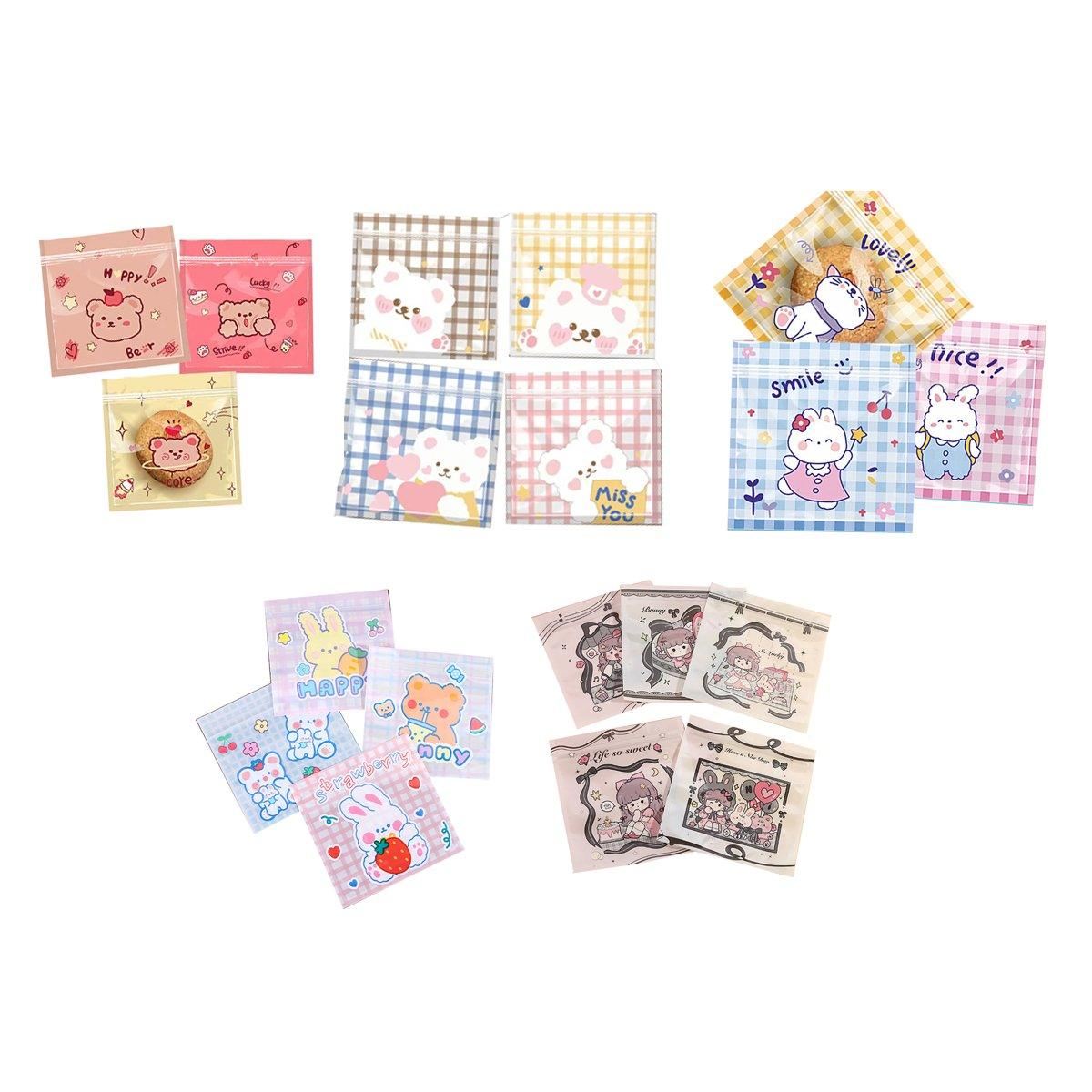 100pcs Cartoon Ziplock Bags For Snacks Candy Cookies Food Safe Plastic ...
