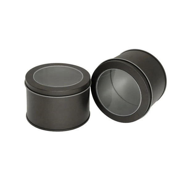 10PCS Small Round Iron Storage Boxes – Clear Window Lid – Discount ...