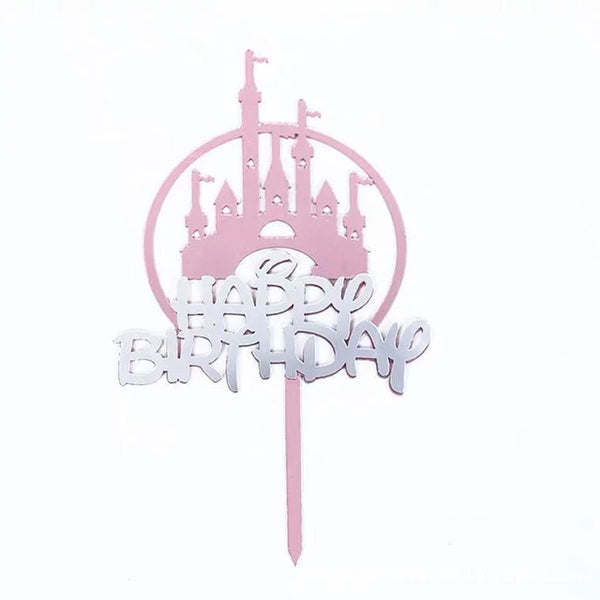 Pink Castle Cake Topper 10-20SETS Acrylic 12x10cm – Discount Packaging ...